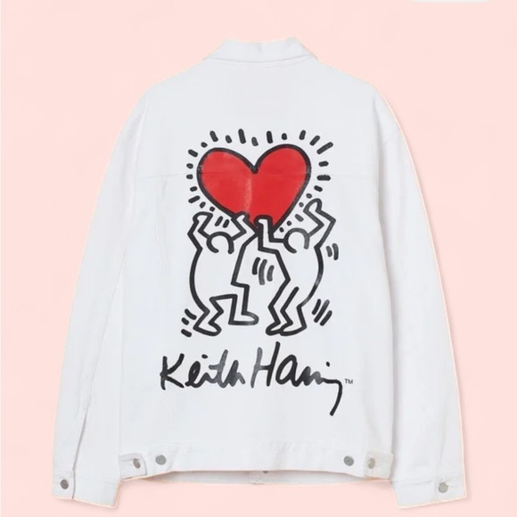 keith haring | Jackets & Coats | Keith Haring White Jacket With Red ...